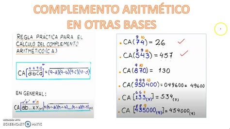 Aritmetica Secundaria Complemento Aritmetico En Otras Bases Profesor