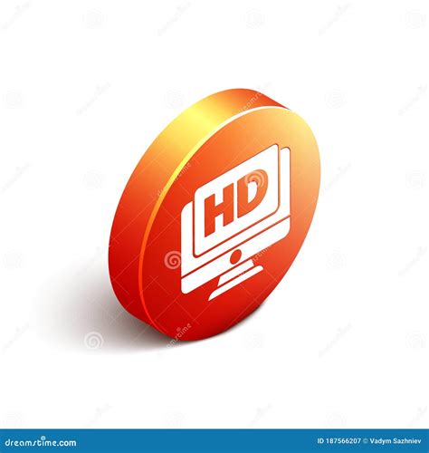 Isometric Computer Pc Monitor Display With Hd Video Technology Icon Isolated On White Background