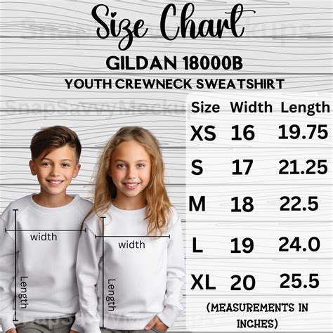 Gildan 18000b Size Chart Mockup Gildan Youth Sweatshirt Size Guide