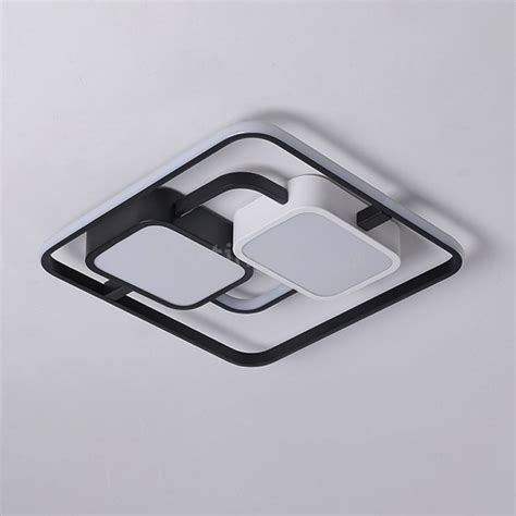 Contemporary Flush Mount Ceiling Light Black And White Square Frame