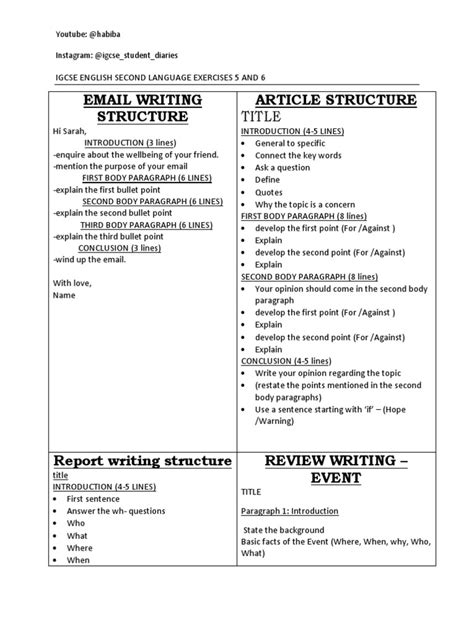 Igcse English Second Language Exercises 5 And 6 Pdf Linguistics
