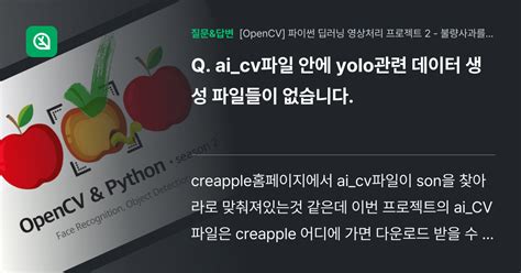 Aicv파일 안에 Yolo관련 데이터 생성 파일들이 없습니다 인프런 커뮤니티 질문and답변