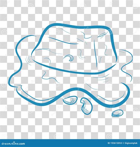 Simple Hand Draw Sketch Melting Ice Cube At At Transparent Effect Background Stock Vector