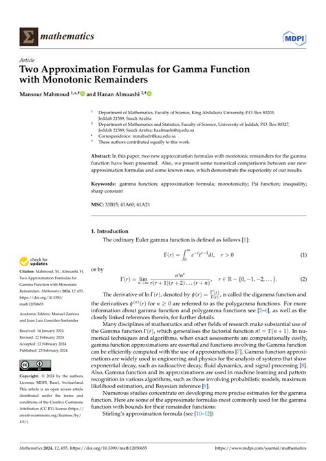Pdf Two Approximation Formulas For Gamma Function With Monotonic