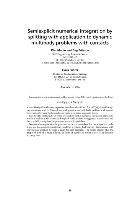 Pdf Semiexplicit Numerical Integration By Splitting With Application
