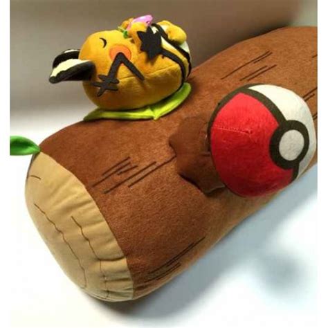 Pokemon 2014 Sleeping Dedenne Foongus Log Cushion Plush Toy