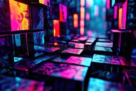 A Three Dimensional Digital Image Featuring An Array Of Floating Cubes On A Dark Background