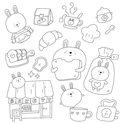 손으로 그린 가와이이 색칠하기 책 그림 무료 벡터