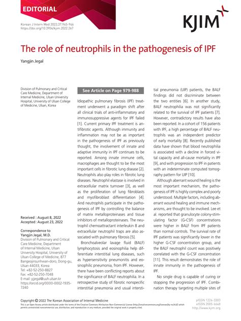 Pdf The Role Of Neutrophils In The Pathogenesis Of Ipf