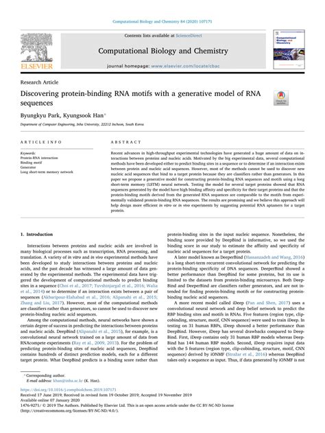 Pdf Discovering Protein Binding Rna Motifs With A Generative Model Of Rna Sequences
