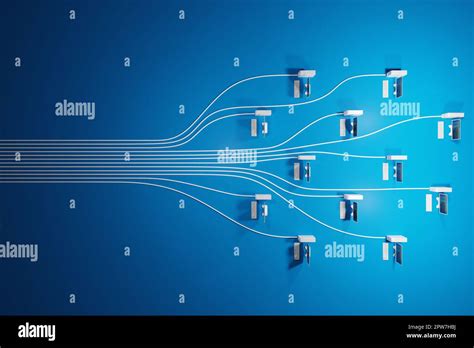 Cloud Computing Network Infrastructure Concept On Blue Background With