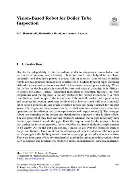 vision based robot for boiler tube inspe pdf robot robotics