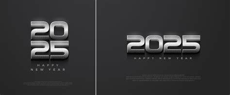 심플하고 모던한 디자인 2025년 새해 복 많이 받으세요 얇은 실버 메탈릭 폰트 포스터 배너 달력 및 인사말을 위한 프리미엄 벡터 디자인 12월 31일에 대한 스톡 벡터