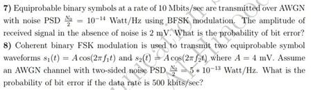 Solved Solve On Paper Equiprobable Binary Symbols At A Rate