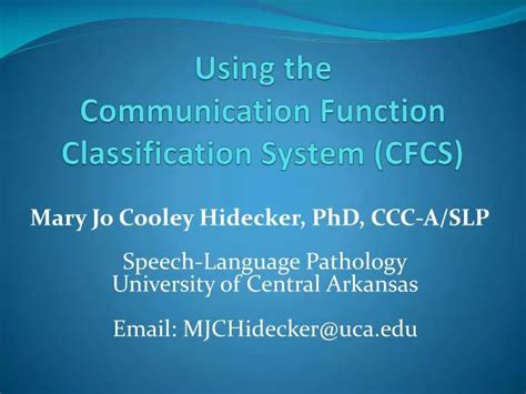 Ppt Using The Communication Function Classification System Cfcs Powerpoint Presentation Id