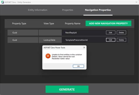 Power Tool Generation And Read Entity Issues 11944 Support Center Aspnet Zero Support
