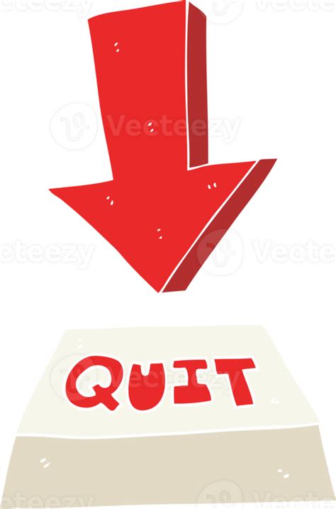 Flat Color Illustration Of Quit Button 40200023 Png