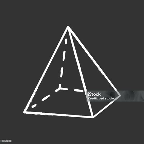 피라미드 분필 아이콘입니다 투명 기하학적 그림입니다 장식 간단한 요소 형상 치수 모델입니다 추상 모양입니다 삼각형 면이 있는