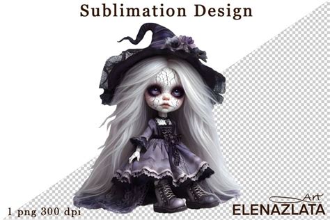 Creepy Doll Halloween Clipart Watercolor Clipart