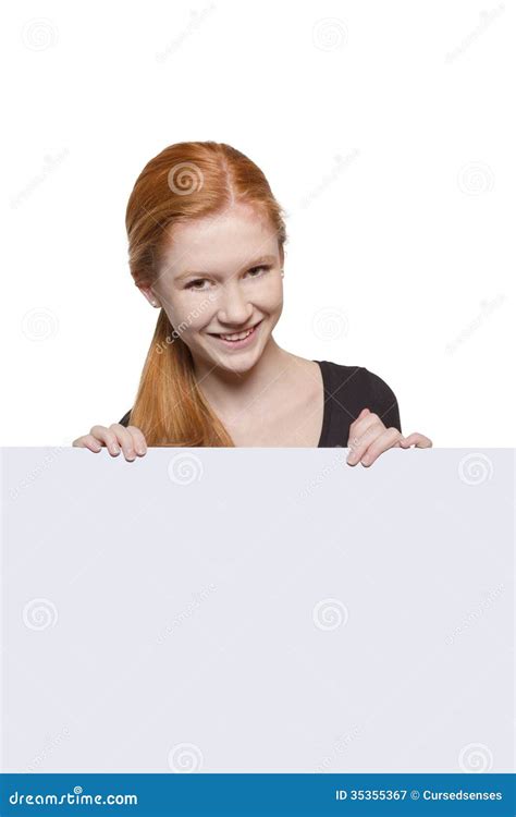 Teen Girl Holding A Sign With Copyspace For Adverts Stock Image Image