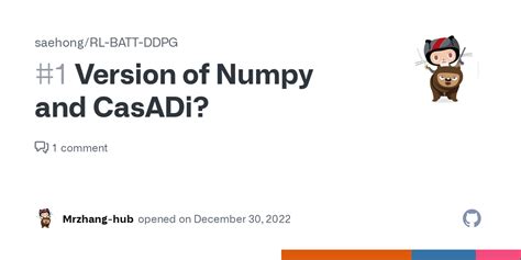 Version Of Numpy And Casadi · Issue 1 · Saehongrl Batt Ddpg · Github