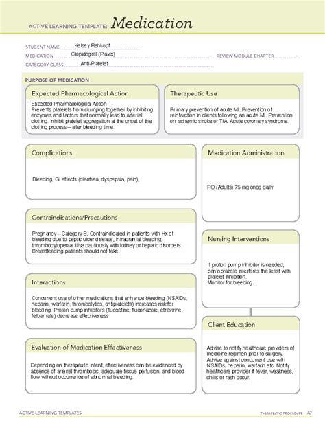 Clopidogrel Ati Active Learning Template Active Learning Templates