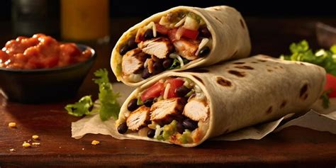 Professional Photography Of A Steak Fajita Wrap Premium Ai Generated