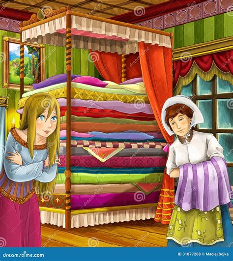 Принцесса и горох замки принцесс рыцари и феи красивая девушка Manga иллюстрация для