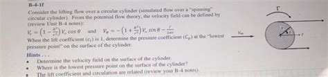 Solved B 4 1f Consider The Lifting Flow Over A Circular