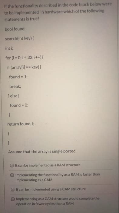 Solved If The Functionality Described In The Code Block