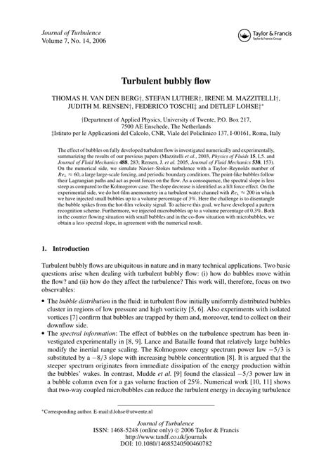Pdf Turbulent Bubbly Flow