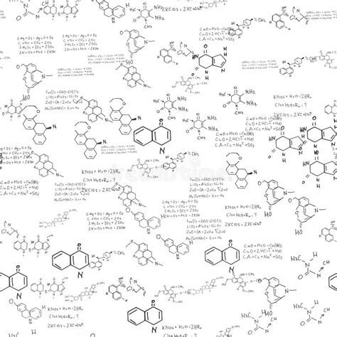 Chemical Formulas Scientific Educational Background On White Seamless Pattern Hand Drawn