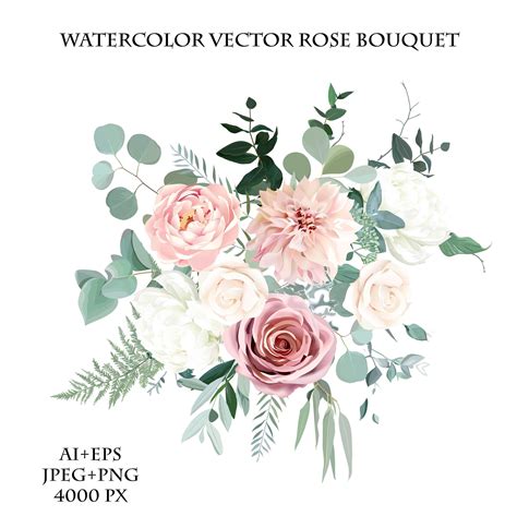 Silver Sage Green And Blush Pink Flowers Vector Design Etsy Uk