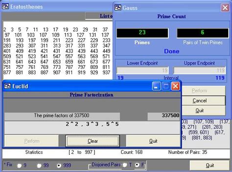 Prime Factorization List Twin Primes Visual Basic Prime Suite