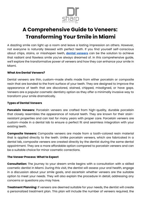 Ppt A Comprehensive Guide To Veneers Transforming Your Smile In Miami