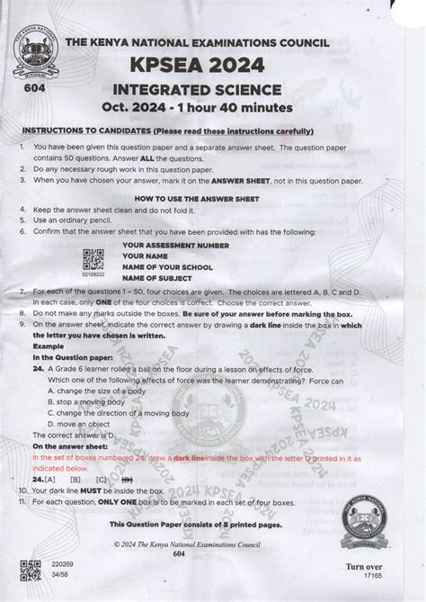 Kpsea 2024 Integrated Science Past Paper Elimplex