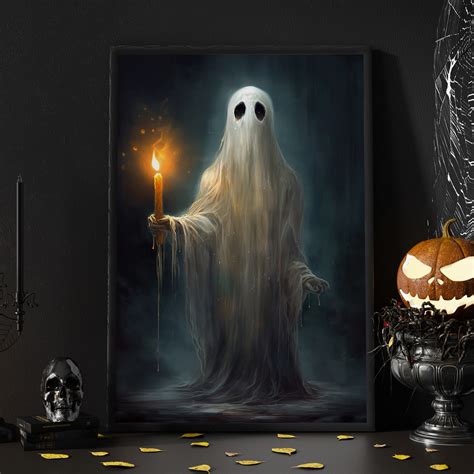 The Wet Ghost Holds The Candle Vintage Canvas Prints Wall Art Dark S