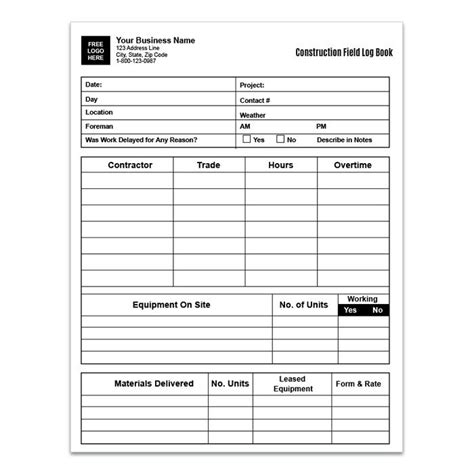 Custom Electrical Construction Daily Log Book Multipart Carbonless Copies Designsnprint