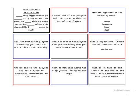 English Esl Board Game With 45 Cards