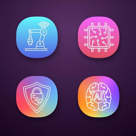 Artificial Intelligence App Icons Set Uiux User Interface Ai Iot
