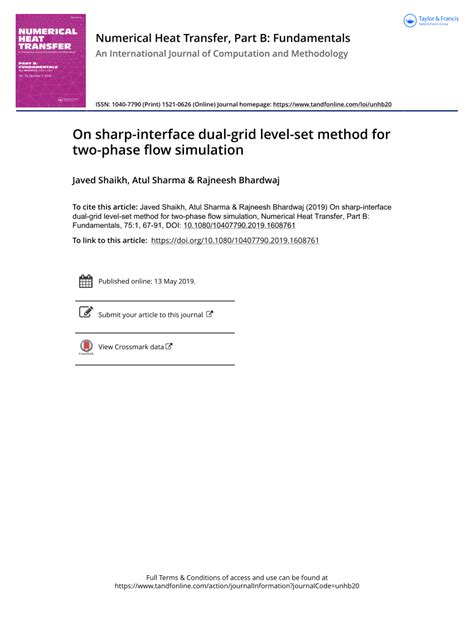 Pdf On Sharp Interface Dual Grid Level Set Method For Two Phase Flow Simulation