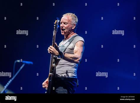 Sting Real Name Gordon Sumner Live Performance On Stage Bass Player And Lead Vocals Stock