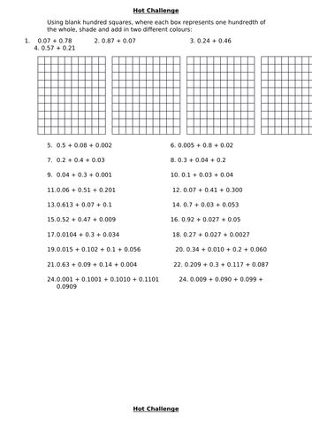 Year 5 Decimals Summer Term White Rose Maths Adding Decimals Within 1 Teaching Resources