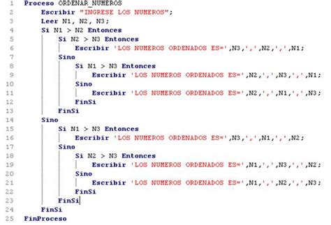 If Ordenar Tres Numero De Mayor A Menor Pseudocodigo Pseint Mundo Choc Cac