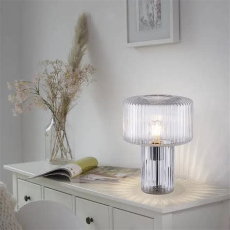 Clear Ribbed Glass Table Lamp Stillorgan Decor
