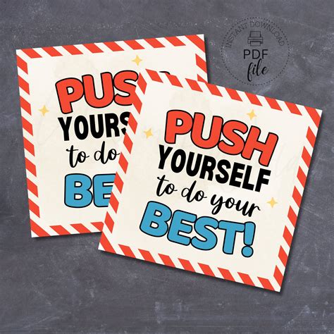 Printable Push Yourself To Do Your Best Tags Good Luck Favor Tags