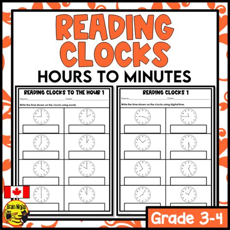 Reading Analog Clocks Hours To Minutes Math Worksheets Paper