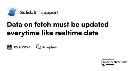 Data On Fetch Must Be Updated Everytime Like Realtime Data Solidjs