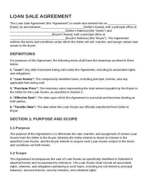 Loan Sale Agreement Template Fill Out And Sign Online Dochub
