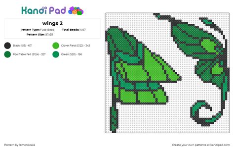 Wings 2 Fuse Bead Pattern Kandi Pad Kandi Patterns Fuse Bead